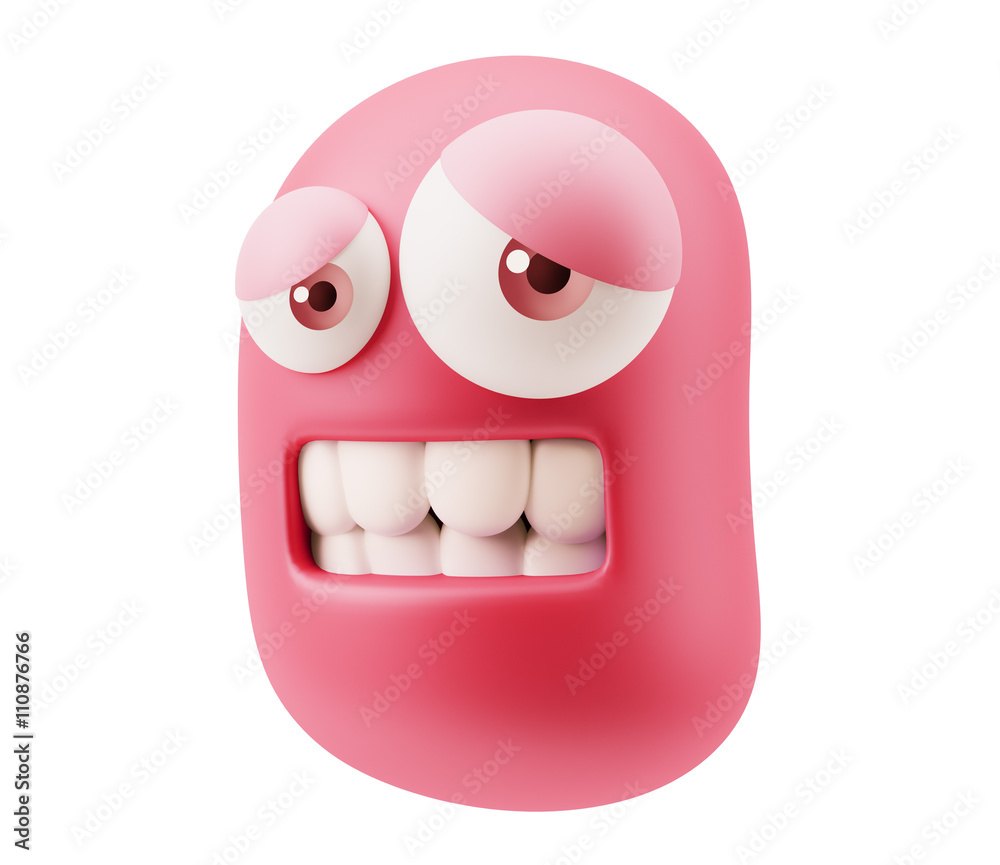 Funny Emoticon Character Face Expression. 3d Rendering. Stock ...