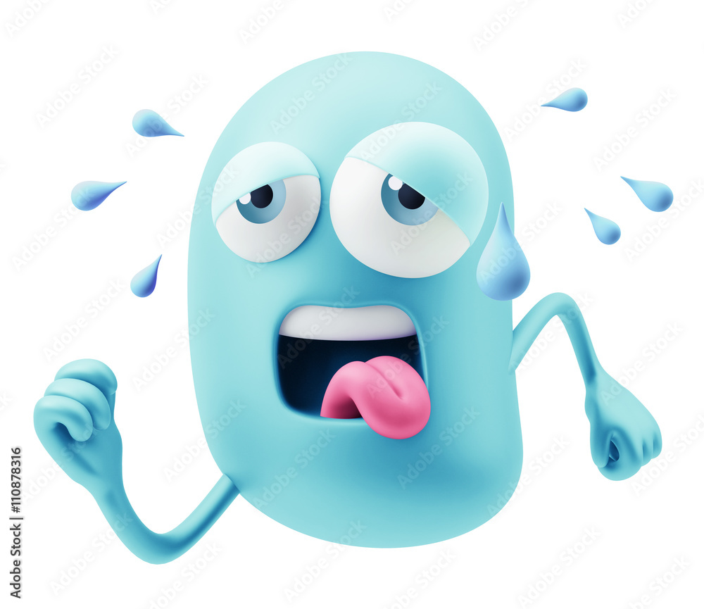 Tired Training Emoticon Character. 3d Rendering. Stock Illustration ...