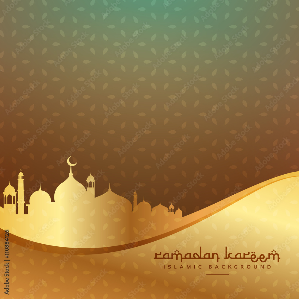 beautiful islamic background with golden mosque Stock Vector | Adobe Stock