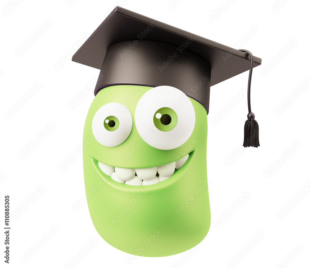 Graduation Emoticon Face. 3d Rendering. Stock Illustration | Adobe Stock