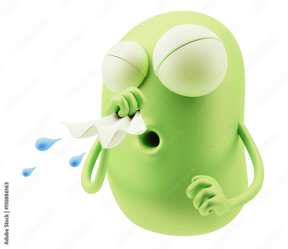 Sneeze Emoji Cartoon. 3d Rendering. Stock Illustration | Adobe Stock