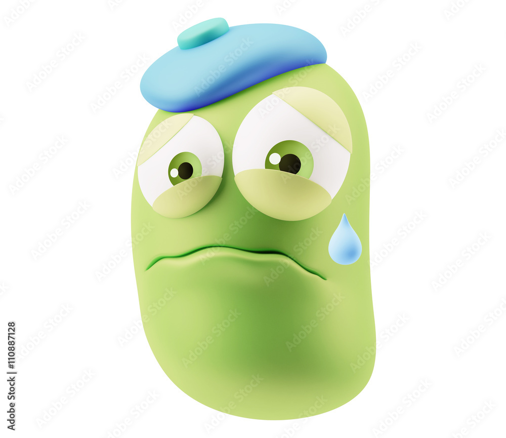 ILL Emoticon Character Face Expression. 3d Rendering. Stock ...