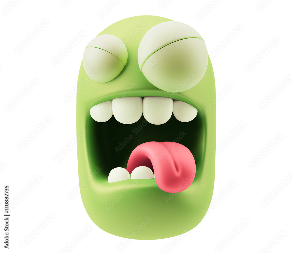 Upset Emoji Cartoon. 3d Rendering. Stock Illustration | Adobe Stock