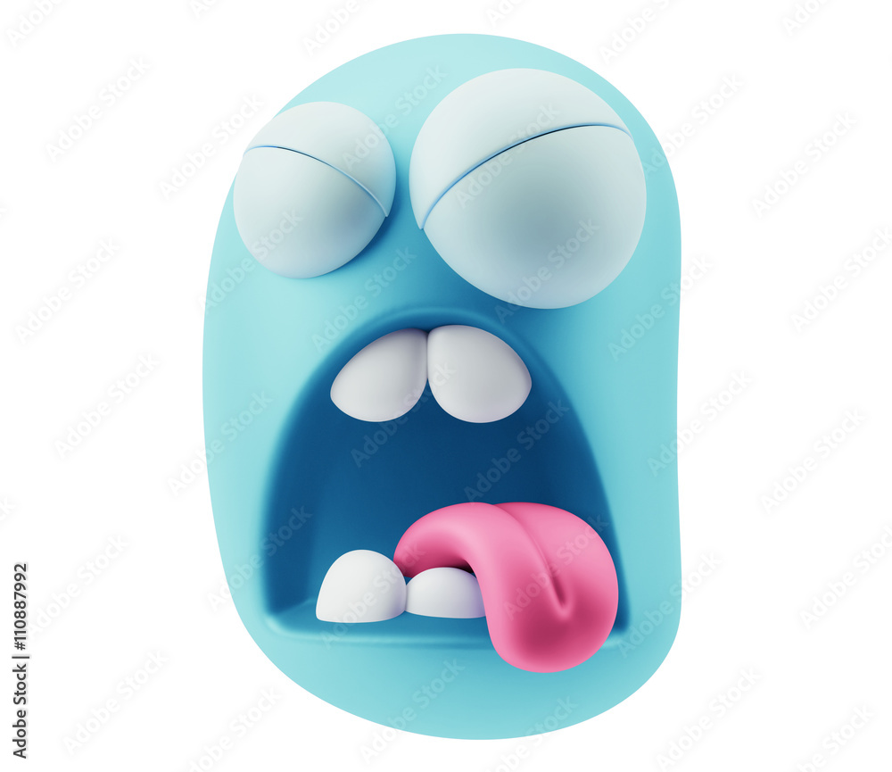 Hate Emoticon Character Face Expression. 3d Rendering. Stock ...