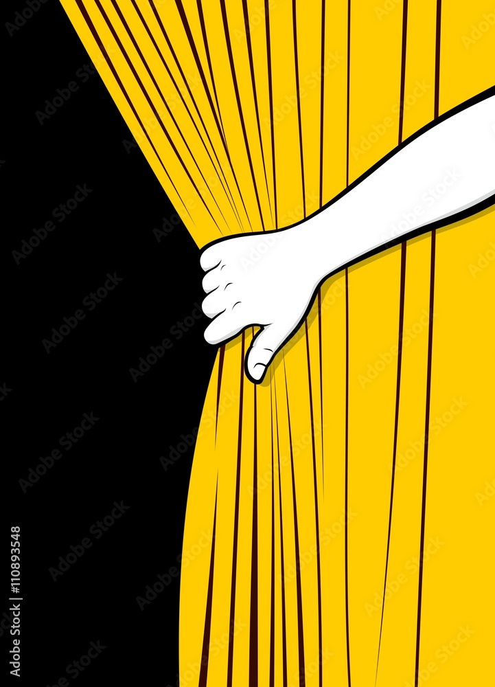 Hand open curtain Stock Vector | Adobe Stock