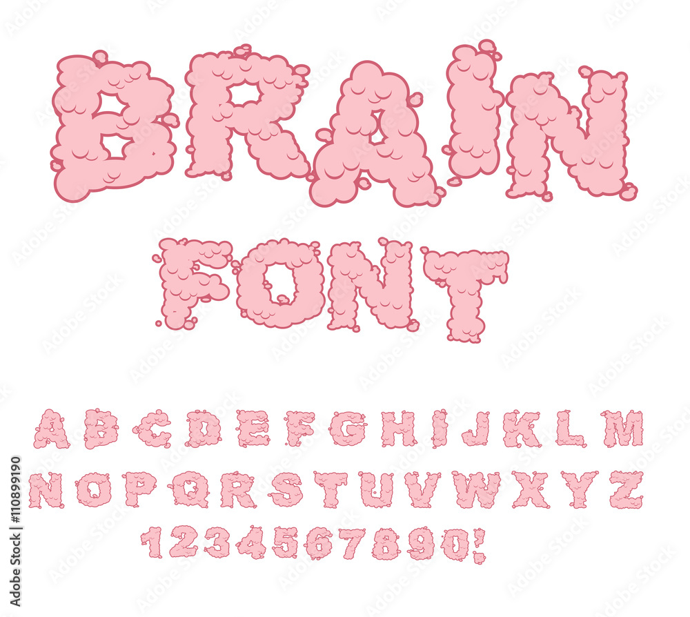 Brain font. Letters from Central department human nervous system Stock ...