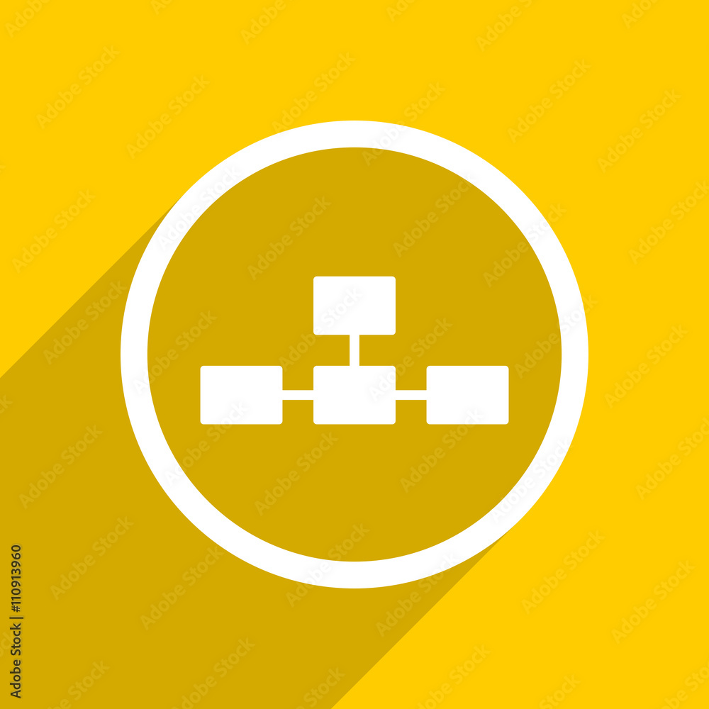 yellow flat design database modern web icon for mobile app and internet ...
