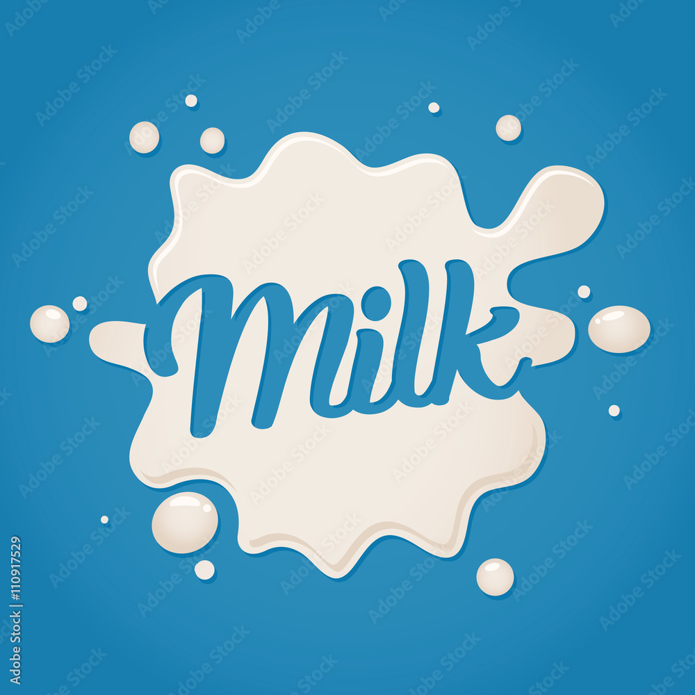 Milk Text on Milk Splatter Stock Vector | Adobe Stock
