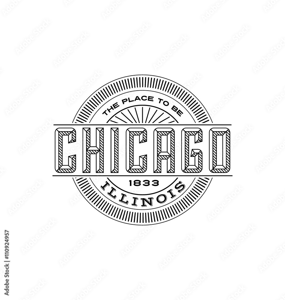 chicago, illinois linear emblem design for t shirts and stickers Stock ...