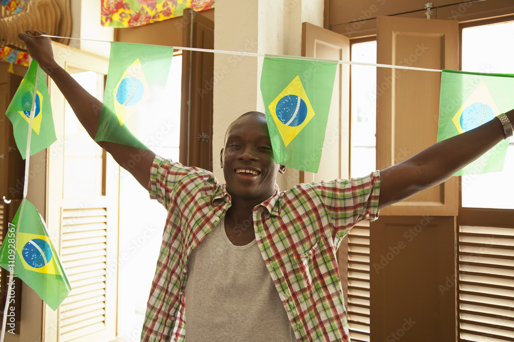 Students celebrating with Brazilian flags Stock Photo | Adobe Stock