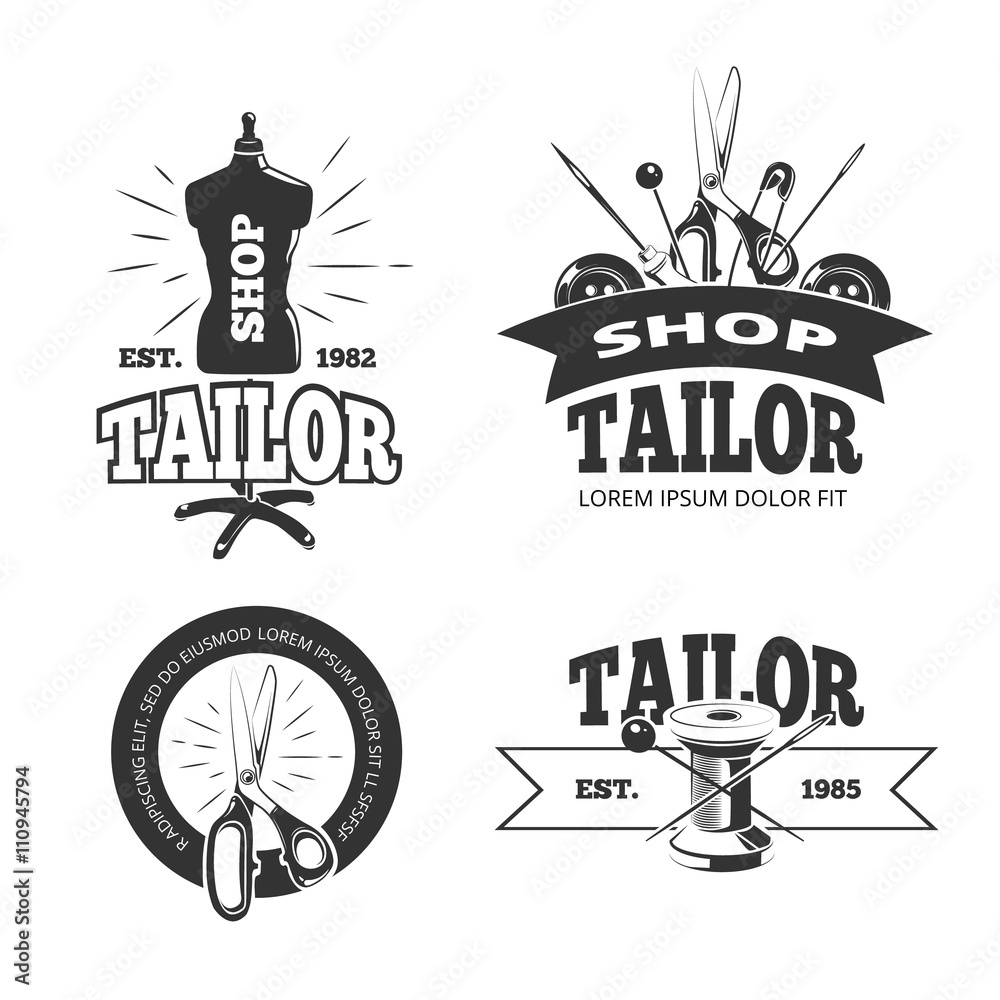 Tailor Shop Vector Labels Badges Logos Emblems Tailor Label Element tailor-shop-vector-labels-badges-logos-emblems-tailor-label-element