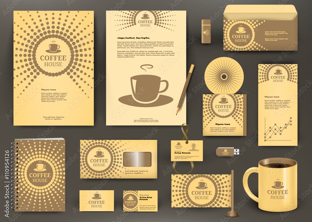 Beige branding design for coffee shop, coffee house, cafe, restaurant ...