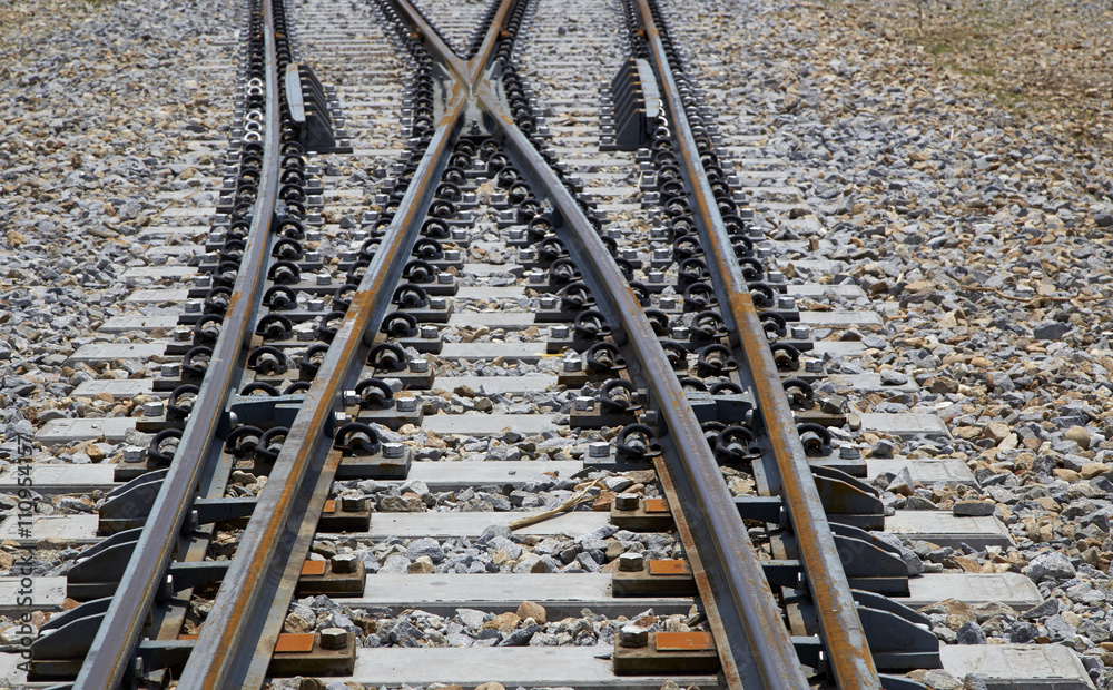 Railroad tracks crossing Stock Photo | Adobe Stock
