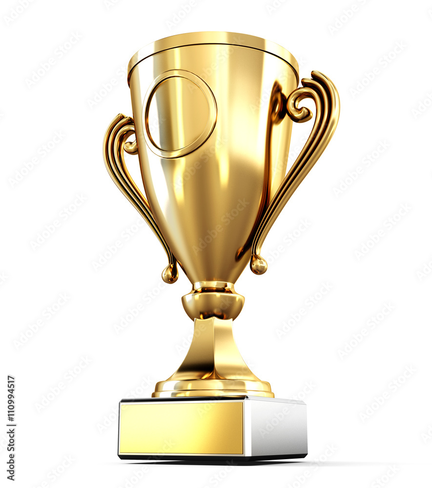 Golden Cup isolated on white background. 3d render image. Stock ...
