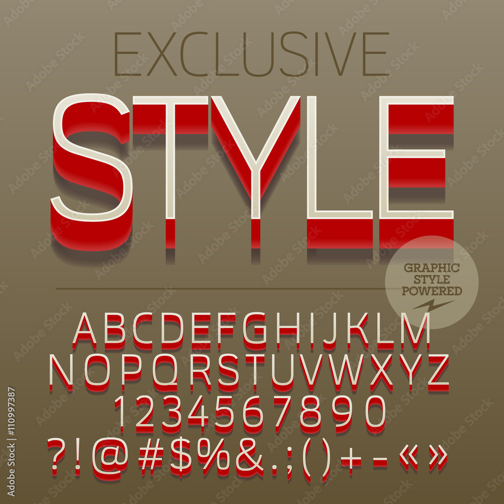 Modern styled 3D exclusive set of alphabet letters, numbers and ...
