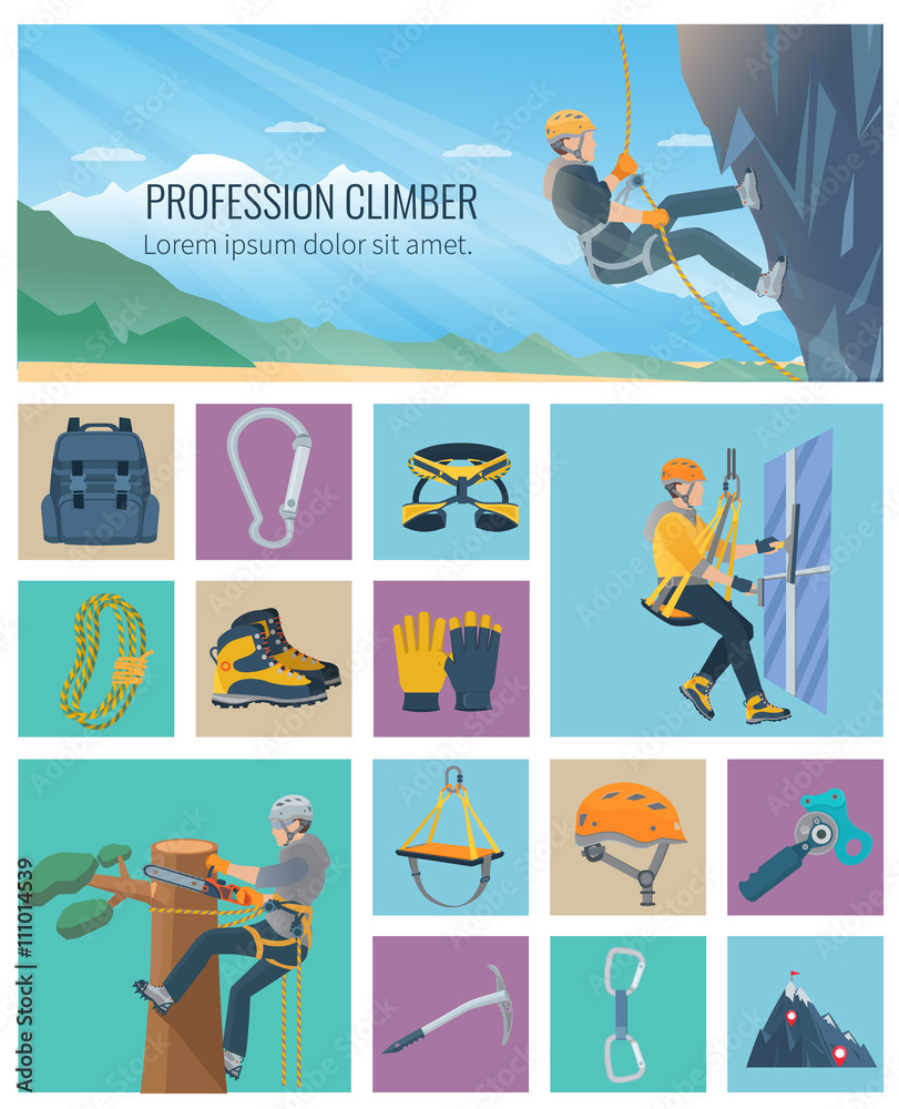 Climber Icon Flat Stock Vector | Adobe Stock