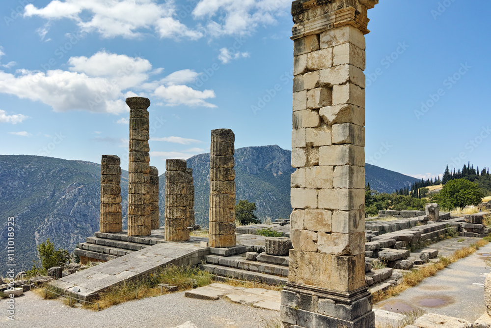 The Temple of Apollo in Ancient Greek archaeological site of Delphi ...