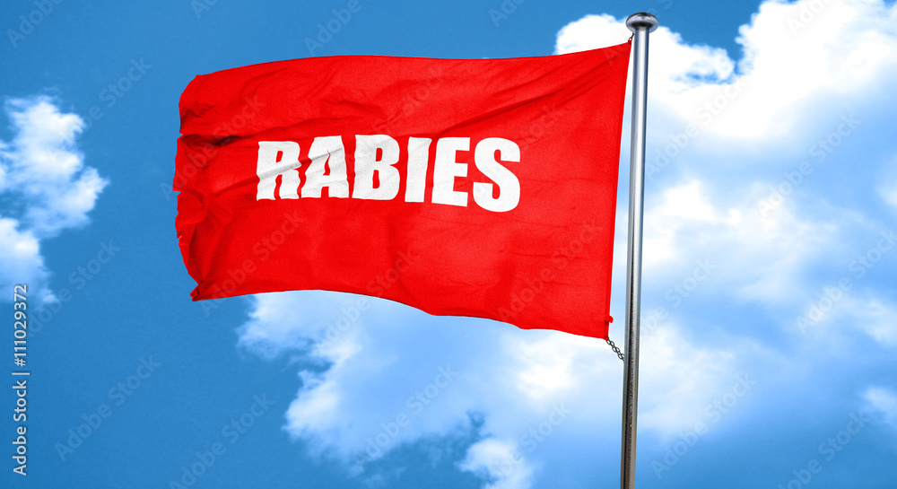 rabies, 3D rendering, a red waving flag Stock Illustration | Adobe Stock