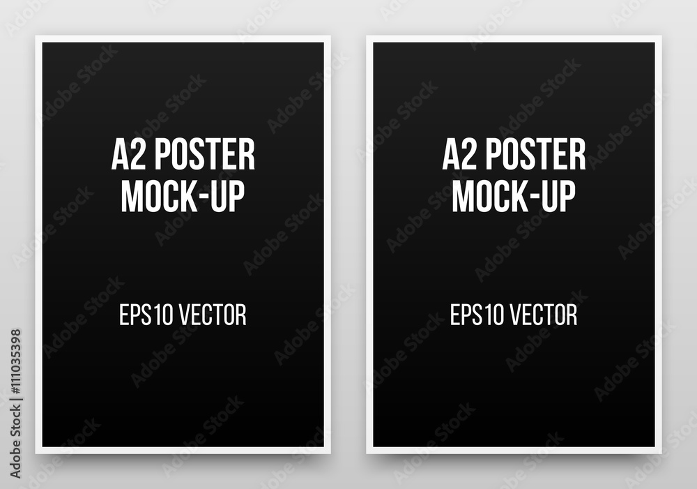 A2 black posters realistic template, mock-up with margins, realistic ...