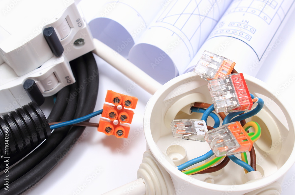 Components for electrical installations and rolls of diagrams Stock ...
