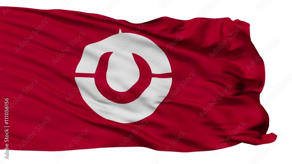 Flag of Kochi Prefecture, Japan, Isolated Realistic 3D Animation, Slow ...
