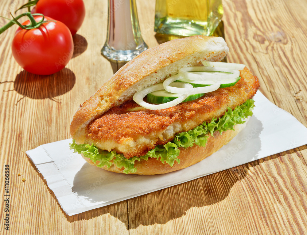 Backfisch im Brötchen Stock Photo | Adobe Stock