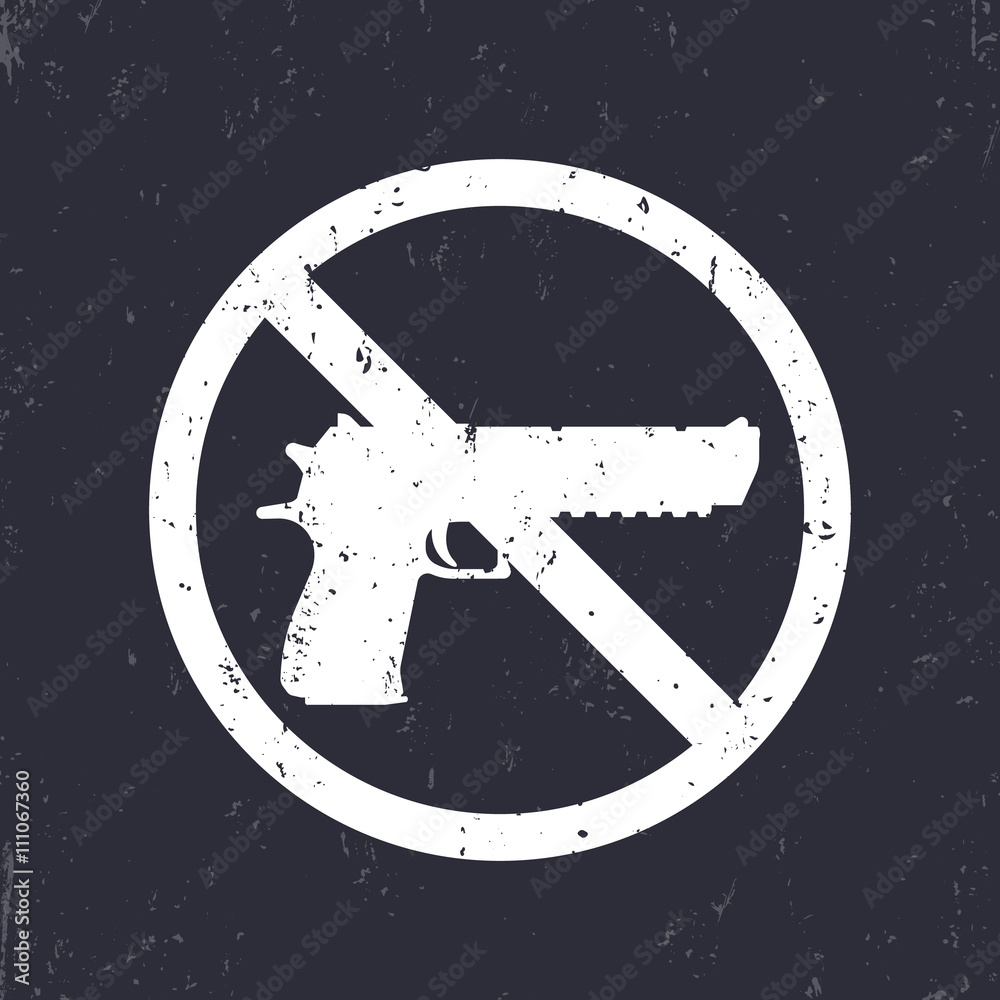 no guns sign with pistol, handgun silhouette, no weapons allowed, white ...