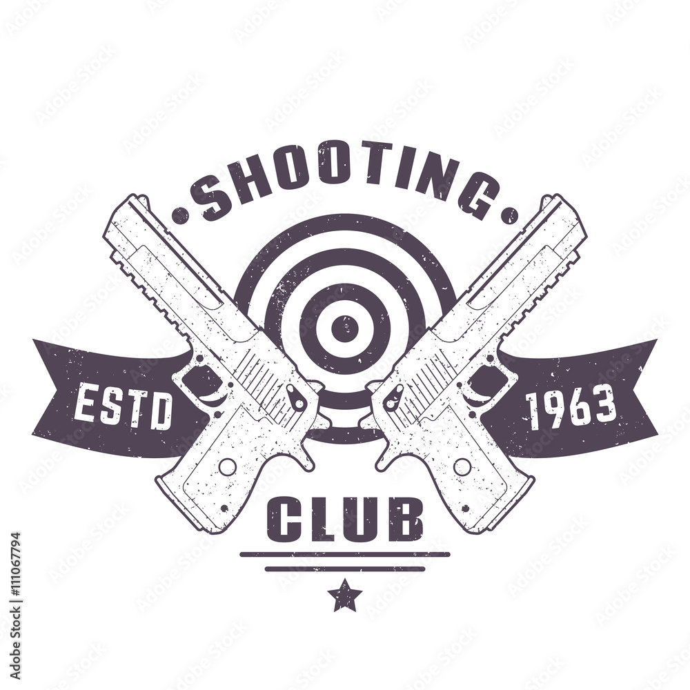 Shooting club logo, vintage emblem, sign with two pistols, vector ...