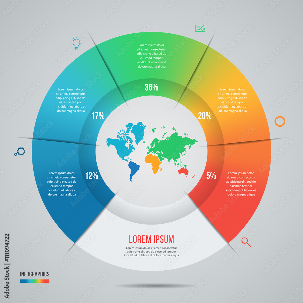 Vector pie chart template for graphs, charts, diagrams. Business circle ...