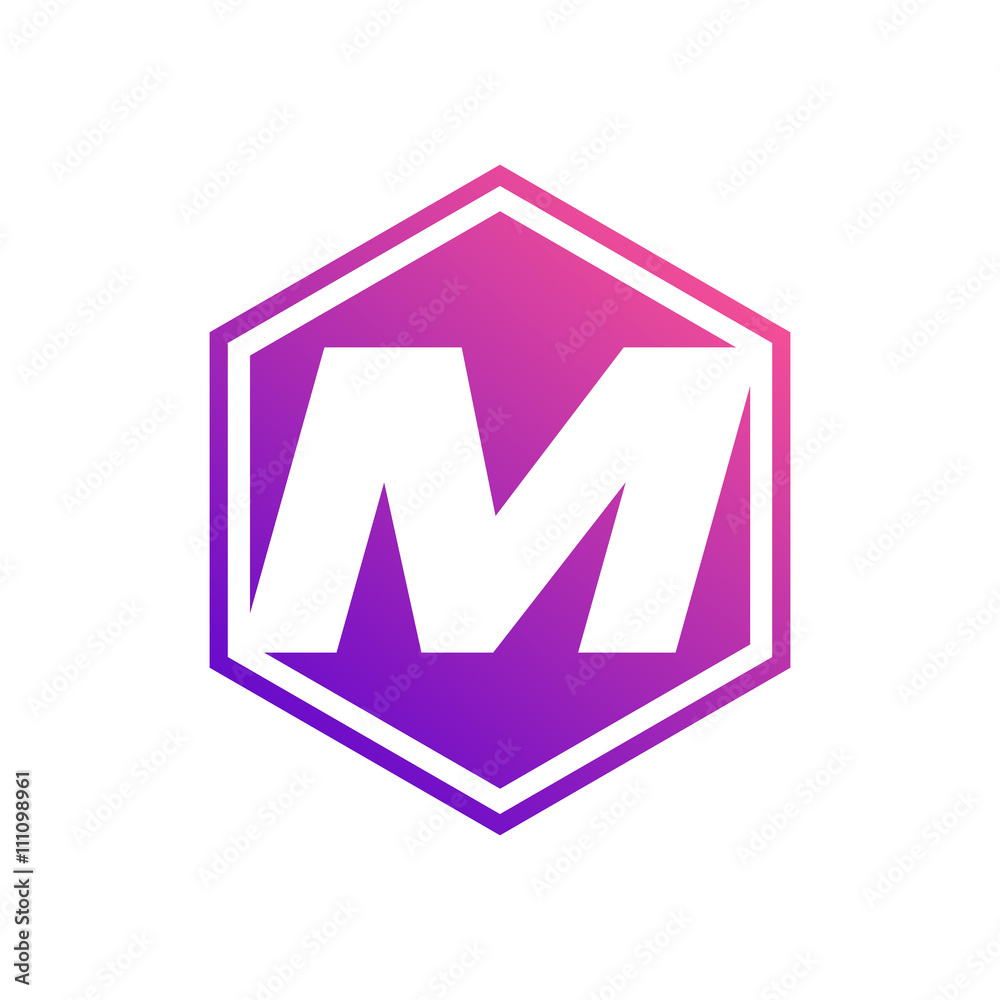 Hexagon Symbol. Letter M Symbol. Creative Design. Word Art. Text Style ...