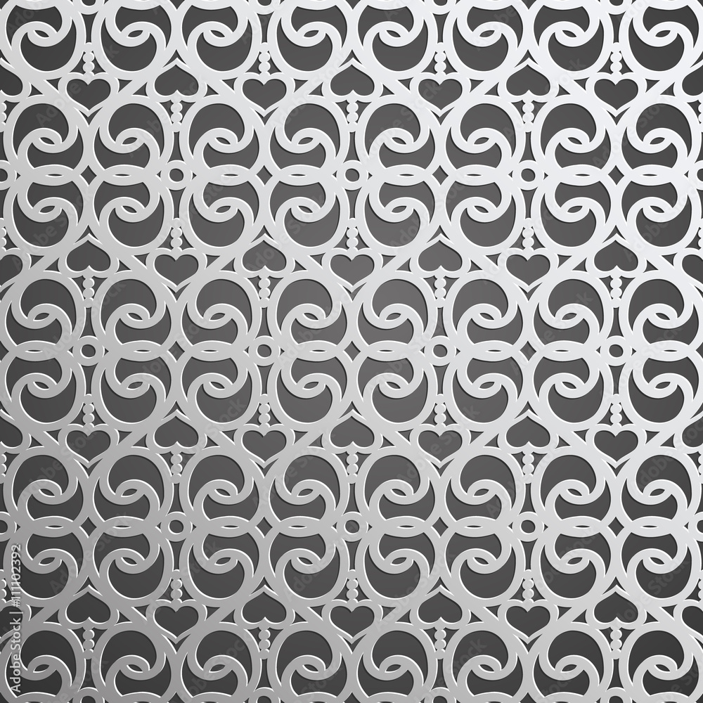 Silver on dark backdrop seamless geometric pattern. Tiled background ...