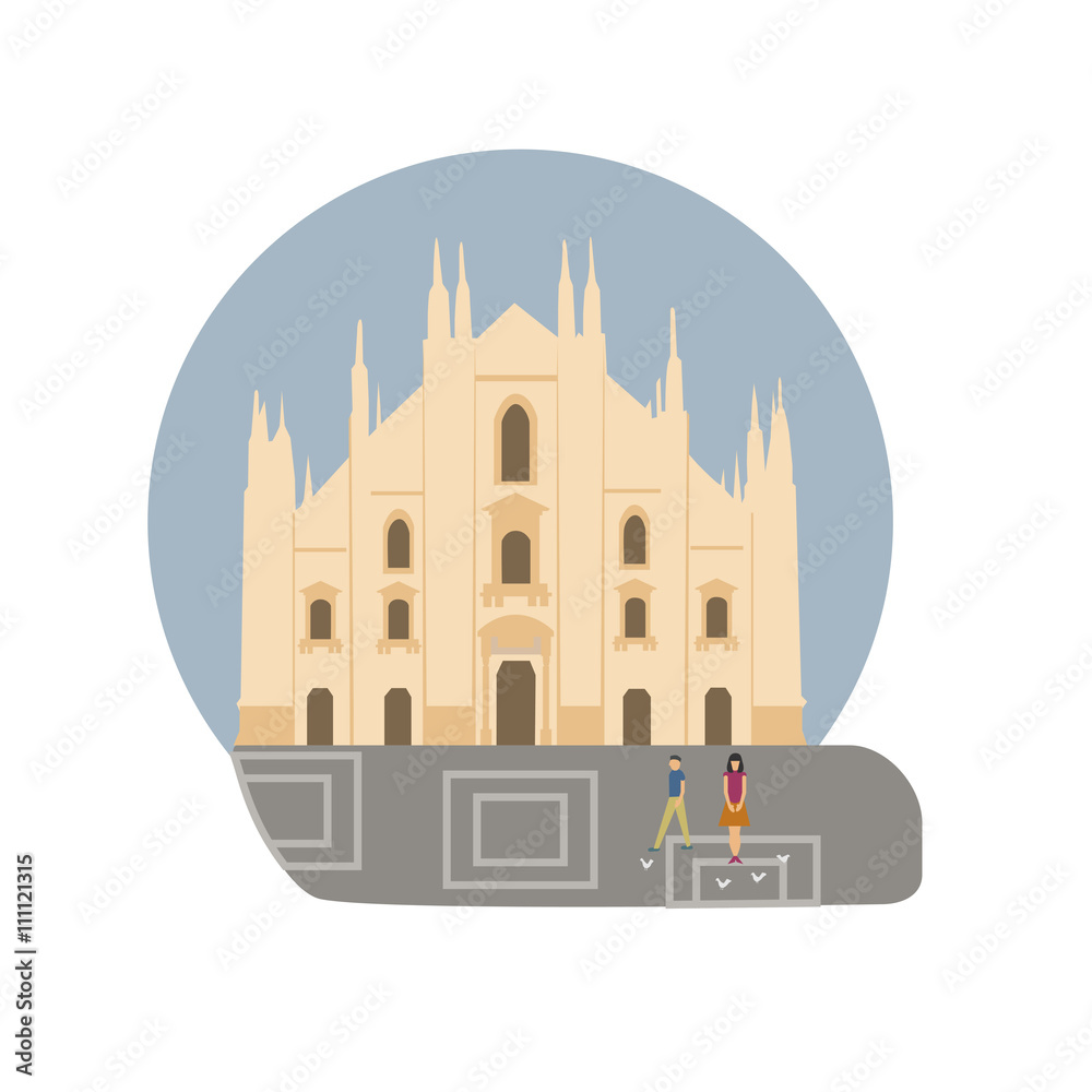 Milan Cathedral vector icon sign. Italy capital monument. World famous ...