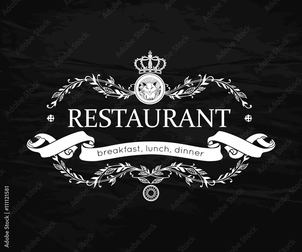 Restaurant menu design. Vintage Logo template for Restaurant, Bar, Cafe ...