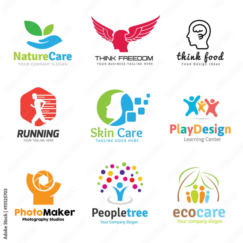 Logo set,logo collection,idea logo,kids logo collection,family logo ...