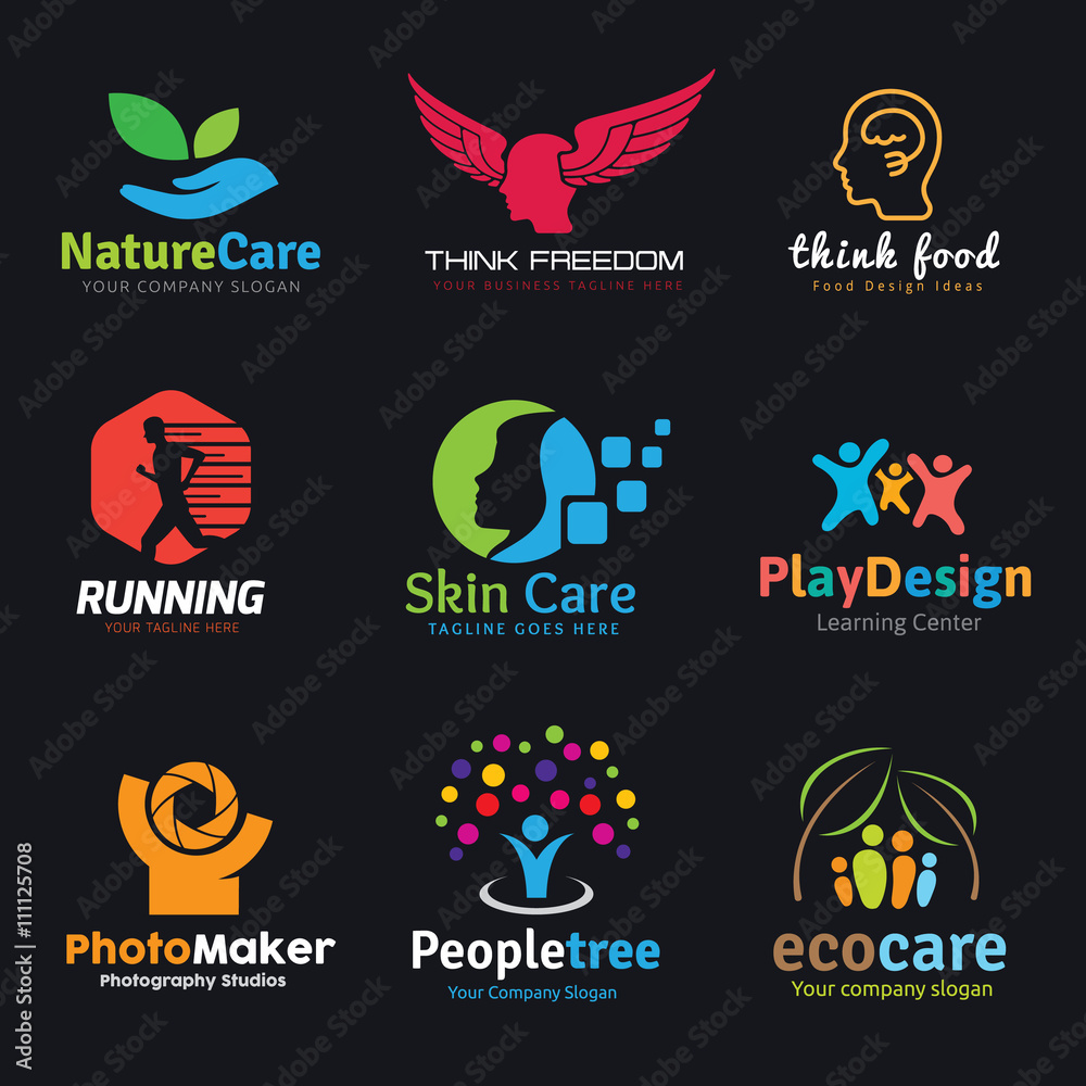 Logo set,logo collection,idea logo,kids logo collection,family logo ...