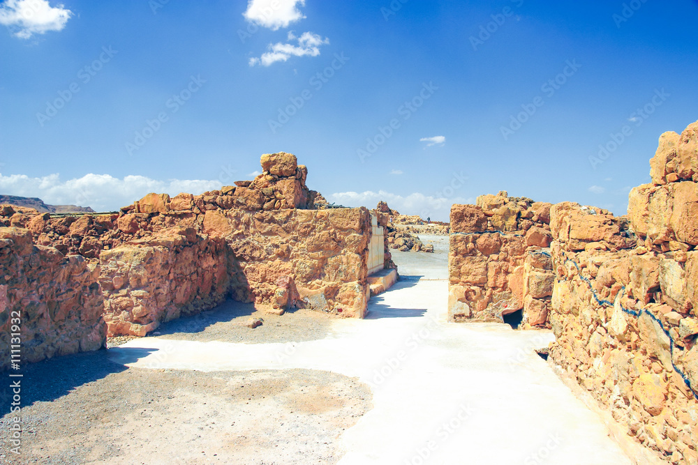 Inside the ruins of the fortress of Masada in Israel Stock Photo ...