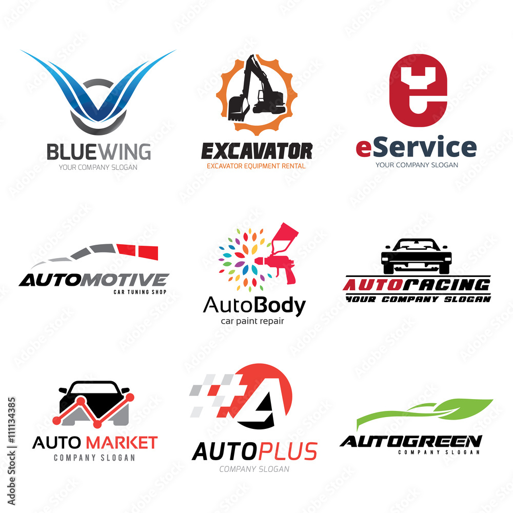 Automotive logo set,auto set,car services logo collection,excavator ...
