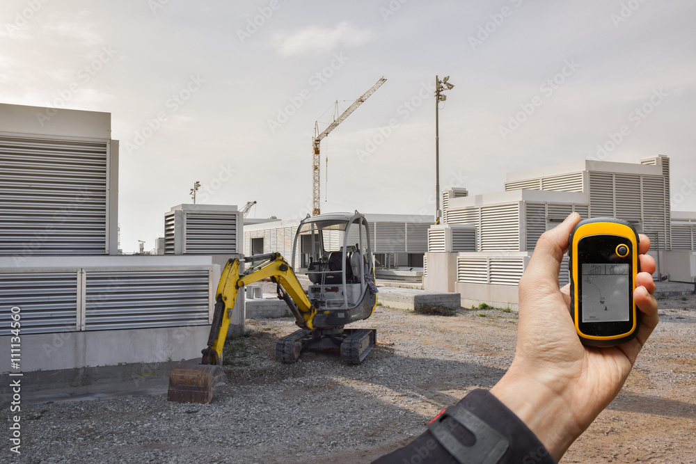 finding the right position inside a construction site via gps Stock ...