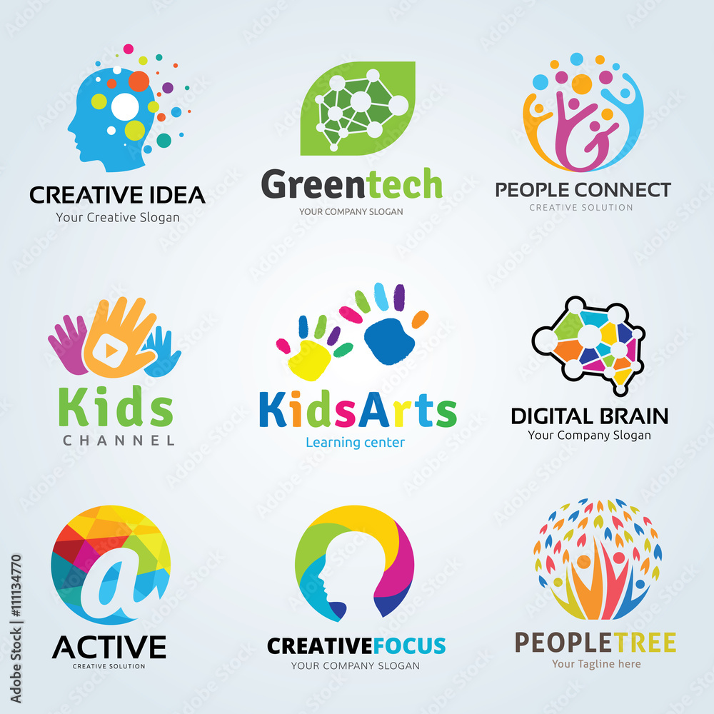 Logo set,logo collection,idea logo,kids logo collection,family logo ...