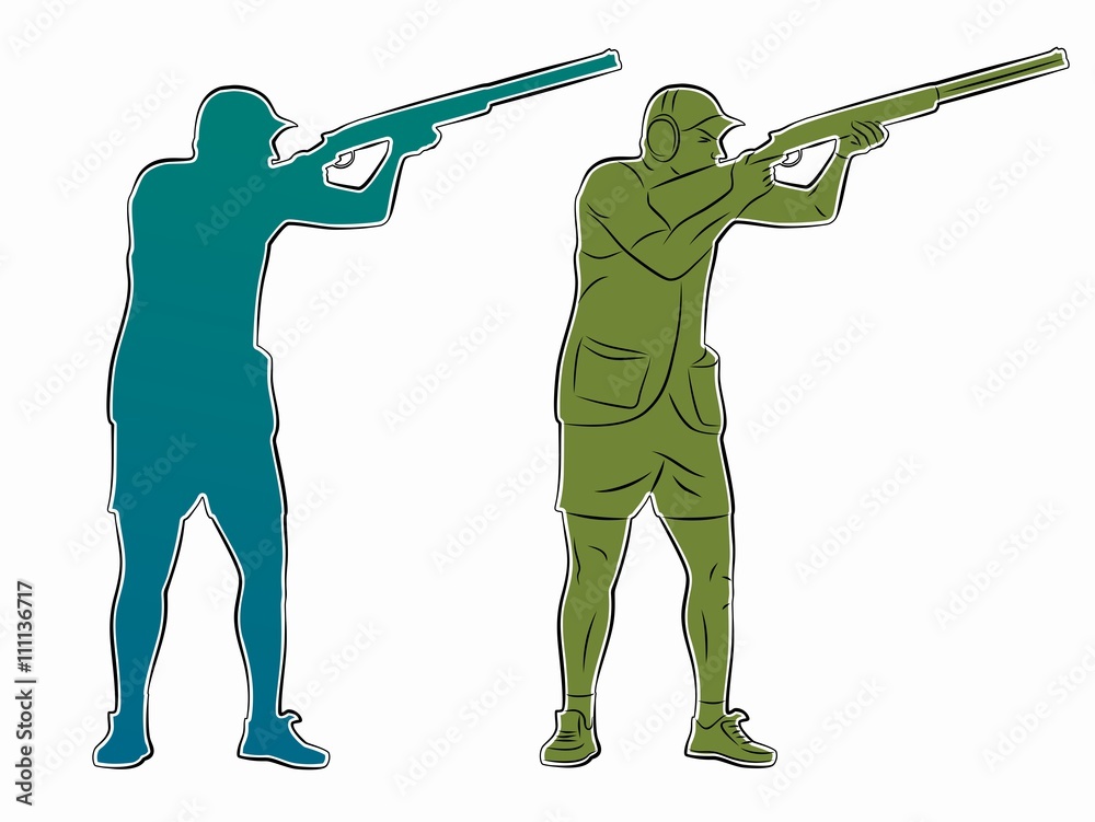 Silhouette trap shooter. vector drawing Stock Vector | Adobe Stock