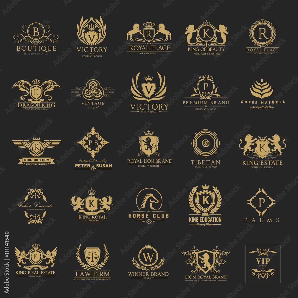 Luxury royal crest logo collection design for hotel and fashion brand ...