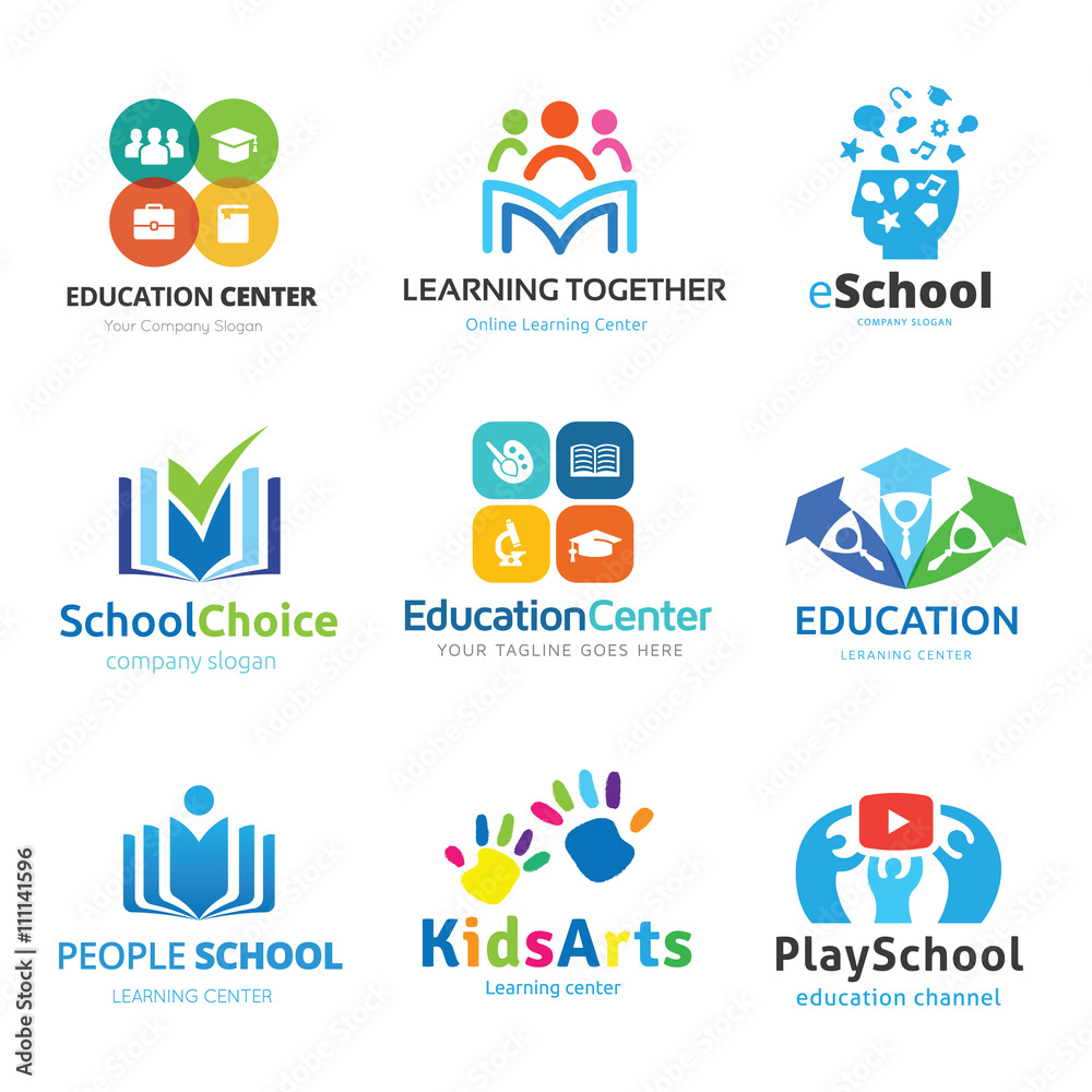 School logo set. Education logo collection. Kids learning logo.learning ...