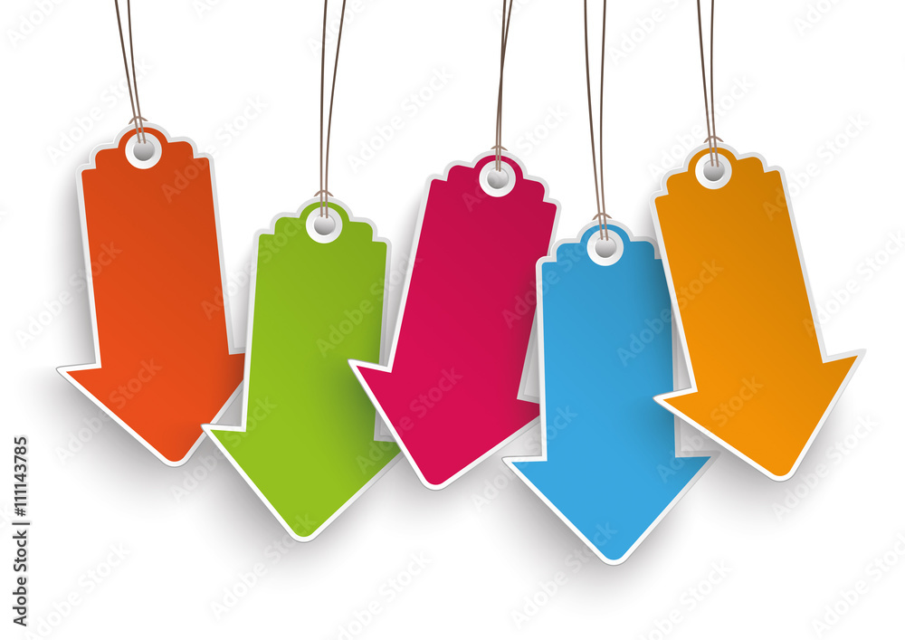 5 Colored Price Stickers Arrows vector de Stock | Adobe Stock