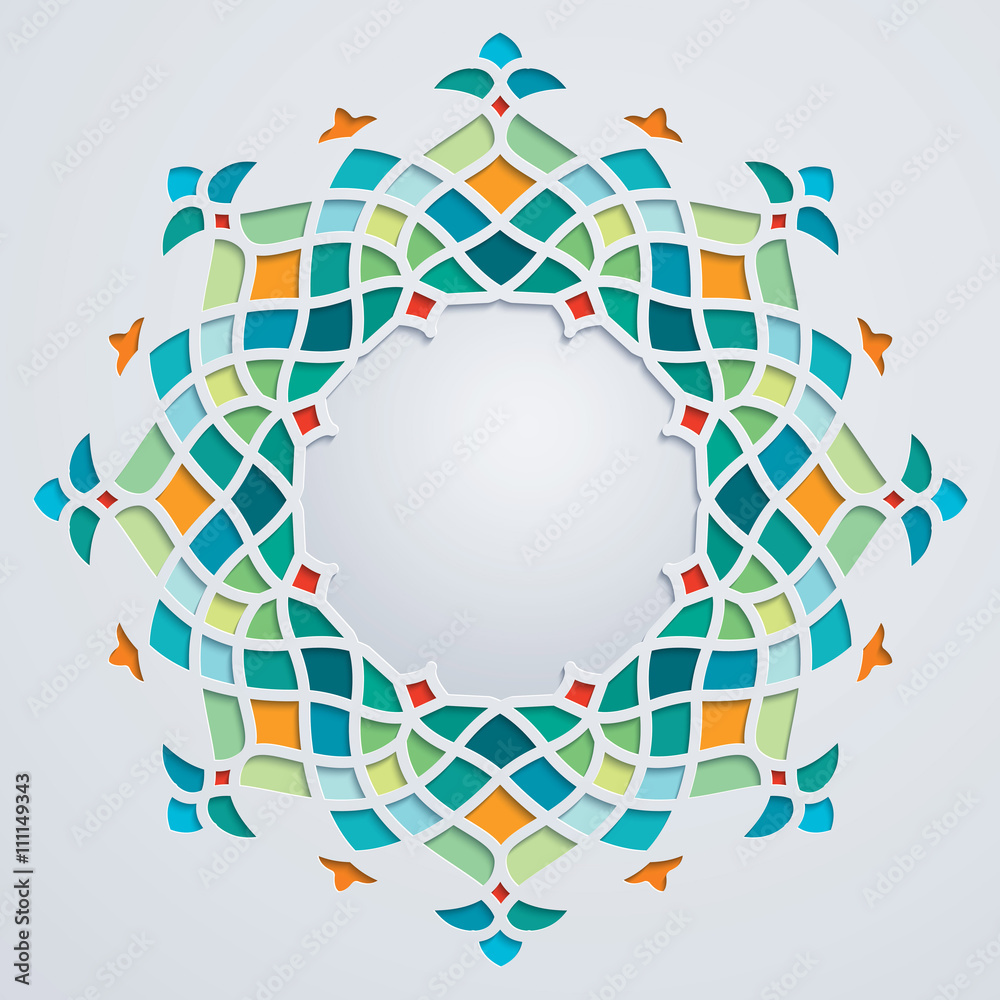 Vecteur Stock Arabic pattern circle geometric ornament colorful mosaic ...