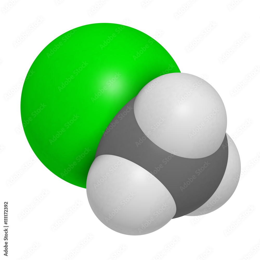 Chloromethane (methyl chloride) molecule. 3D rendering. Stock ...