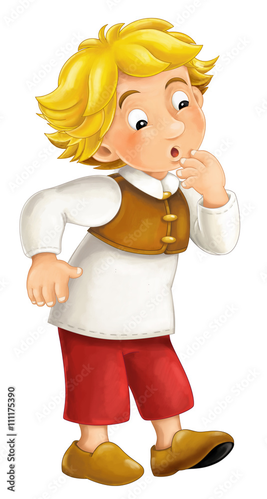 Beautifully colored cartoon character - young man watching something ...