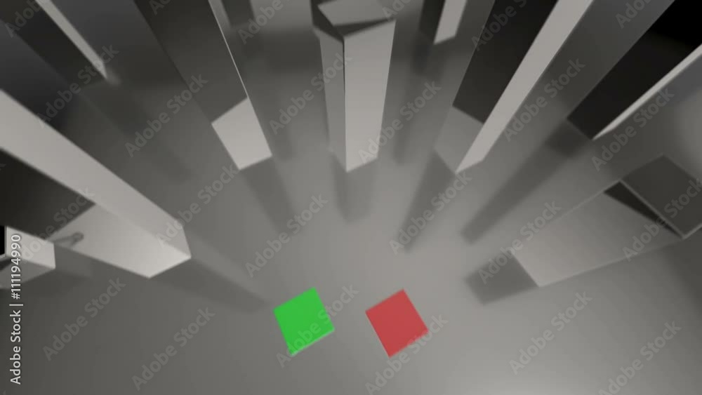 Seamless looping 3D animation of a green and red bars diagram up to 52% ...
