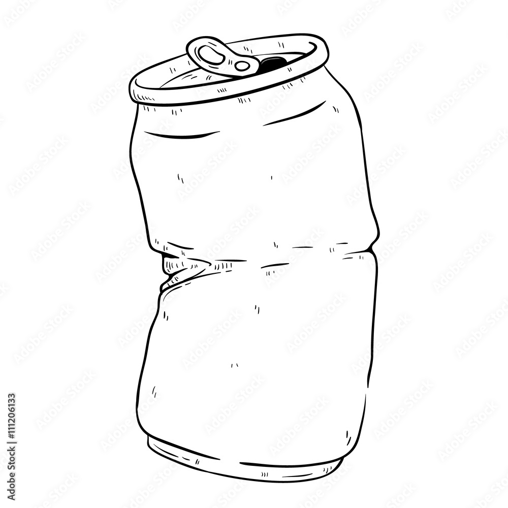 Black And White Broken Soft Drink Can With Doodle Or Sketchy Style ...