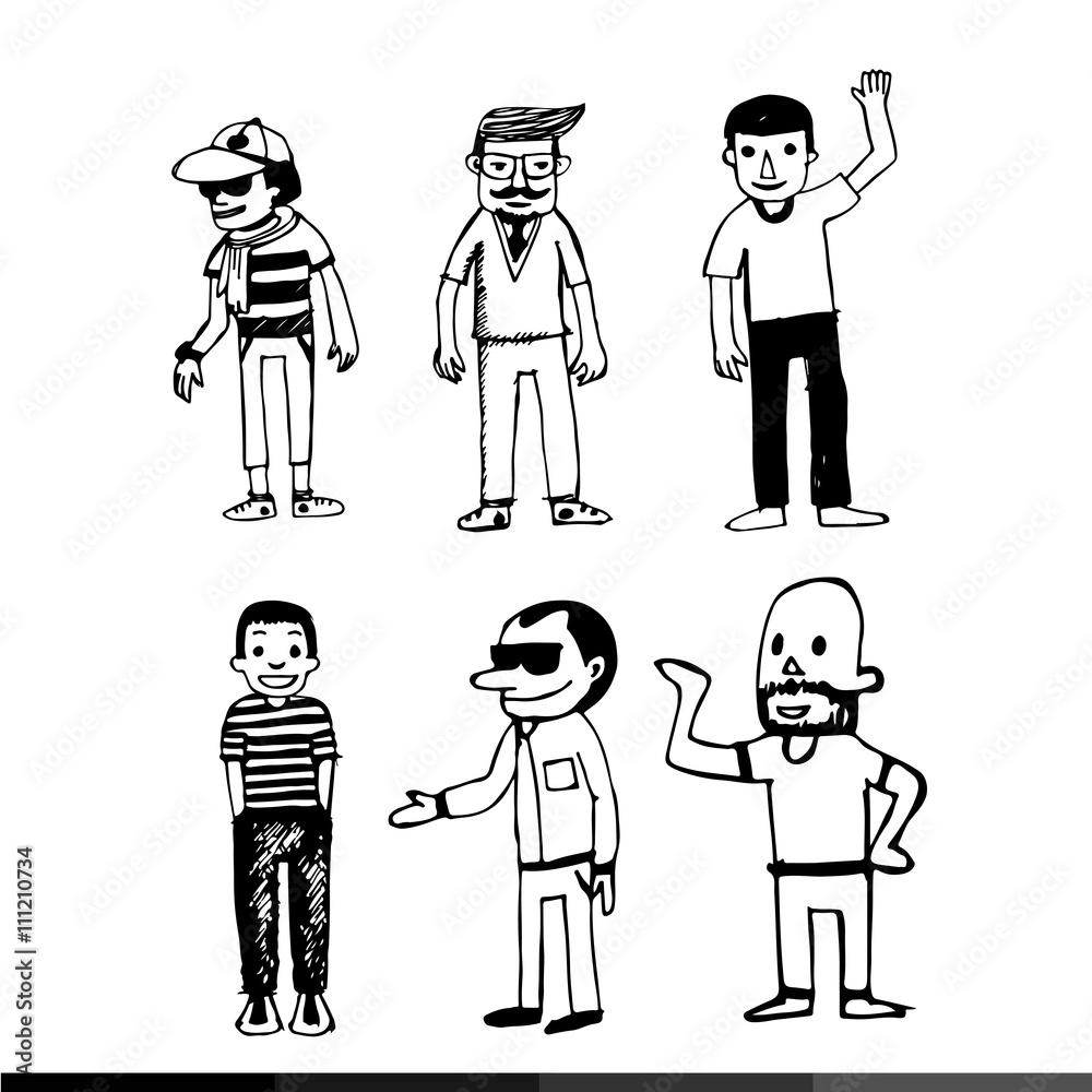 people draw line black white illustration design Stock Vector | Adobe Stock