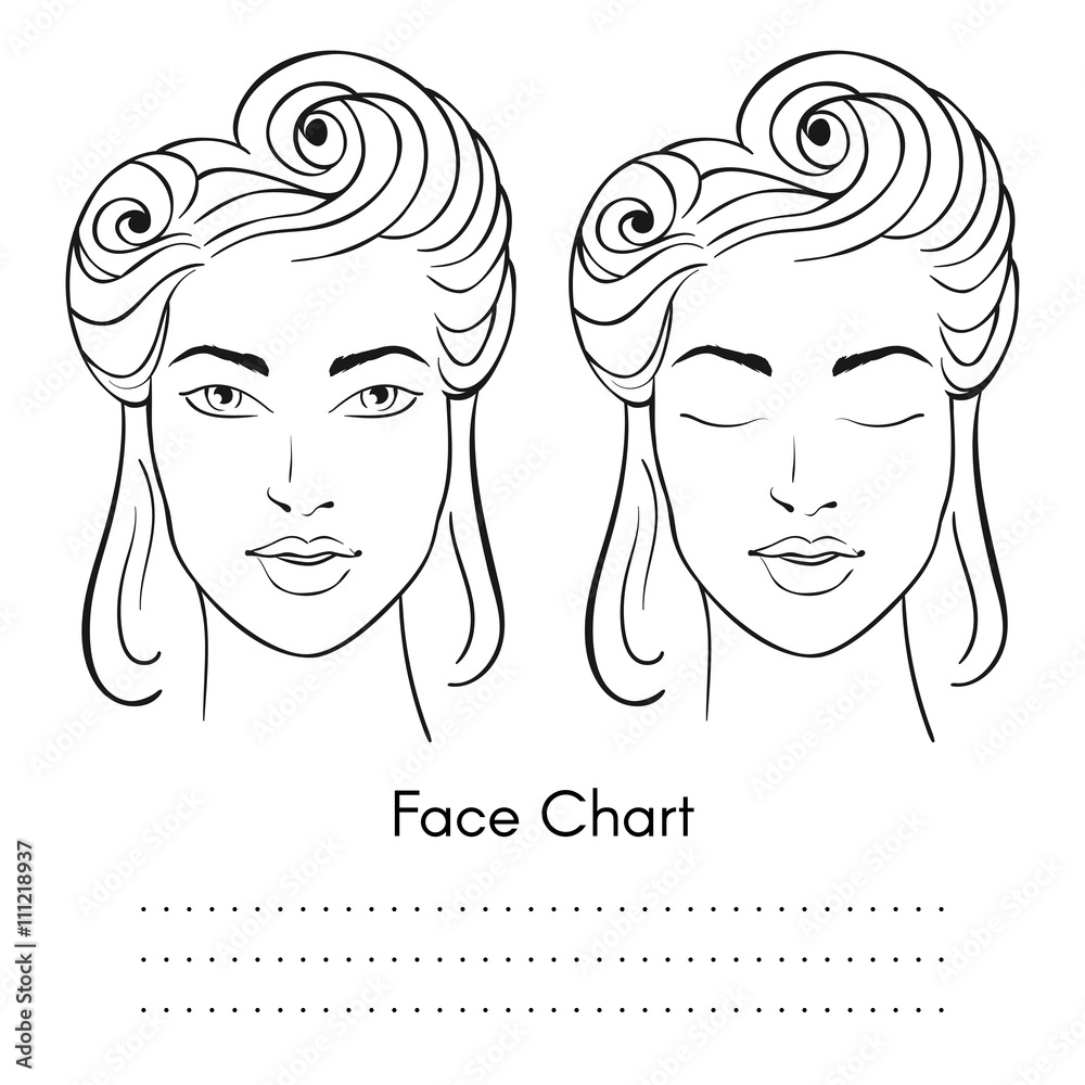 Vector beautiful woman face chart portrait. Stock Vector | Adobe Stock